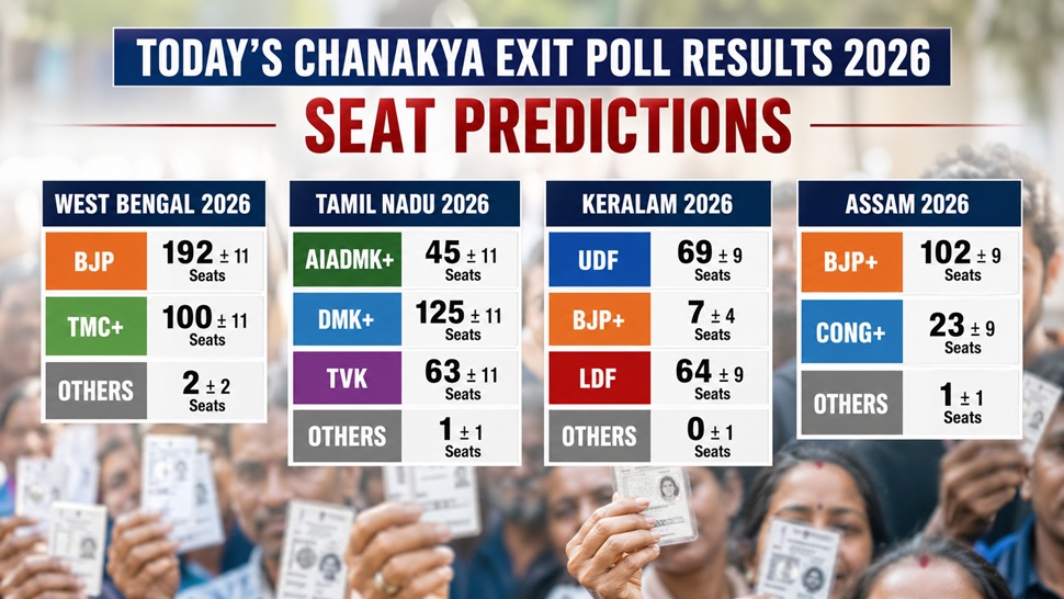 Today's Chanakya Exit Poll Results 2026: BJP tsunami in Bengal, TVK ...