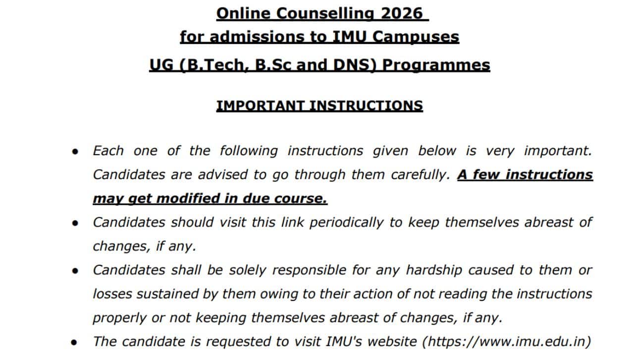 IMU CET counselling 2026 explained: Registration, choice filling, seat ...