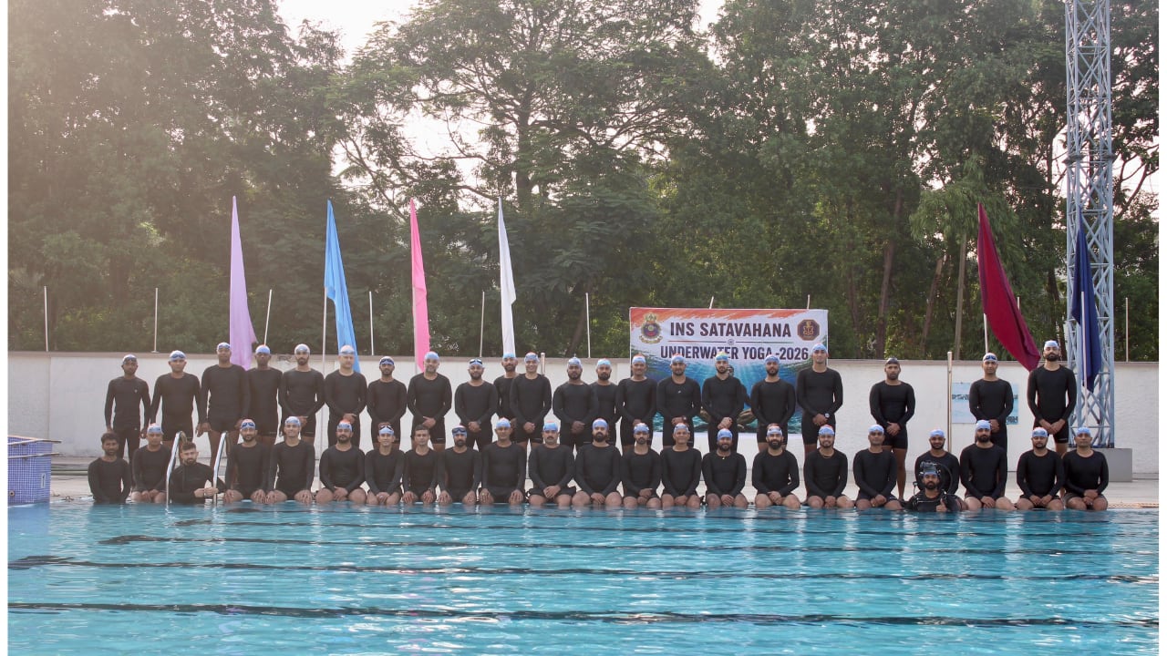 Indian Navy's INS Satavahana conducts unique underwater Yoga Session to ...