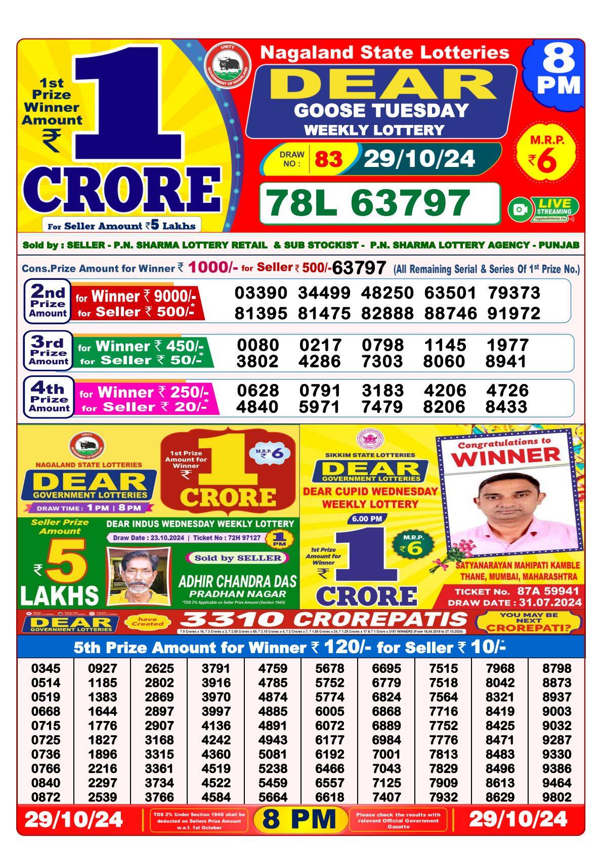 Nagaland Dear Seagull 8 PM Lottery Result 30 05 2025 OUT LIVE Friday Nagaland Dear Seagull 8 PM Lottery Result 30 05 2025 OUT LIVE Friday