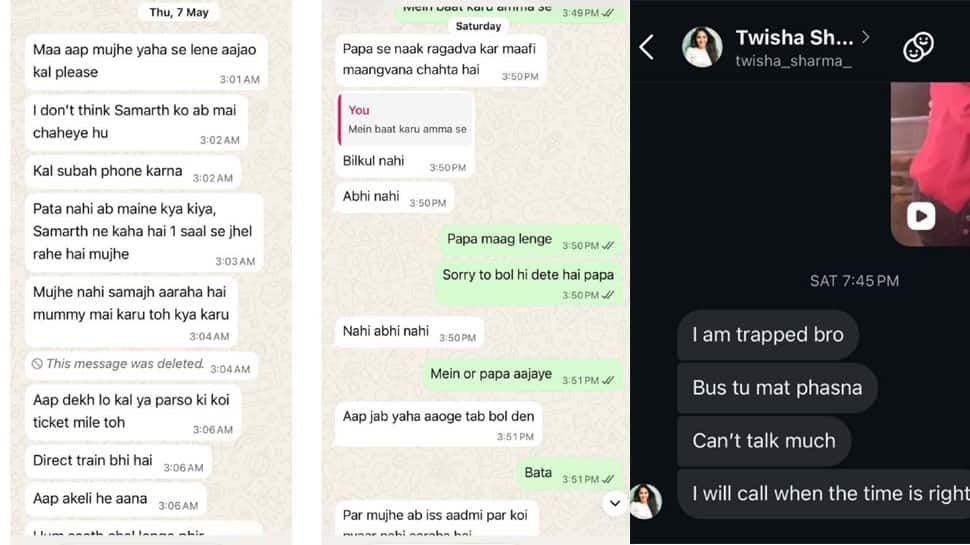 Twisha Sharma's explosive WhatsApp chats with mother reveal harassment ...