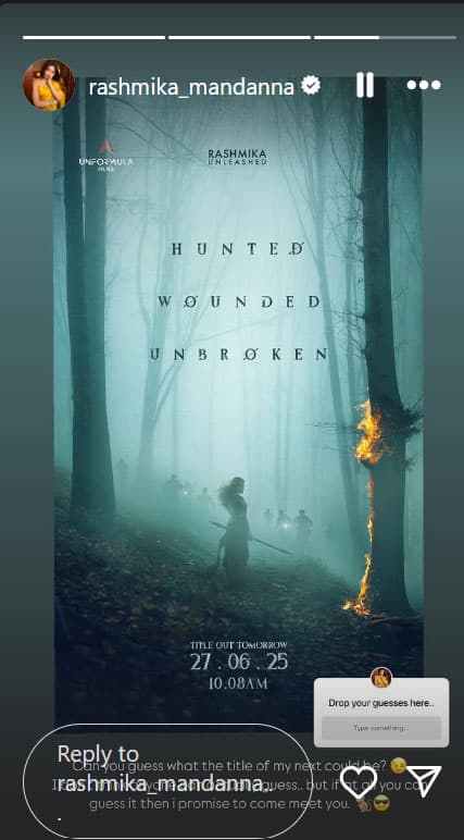 Rashmika Mandanna Teases First Look Of Her Next Film, Title Reveals ...