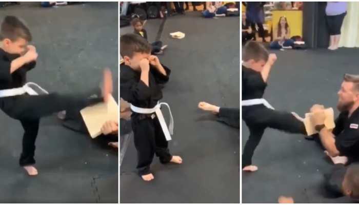 Need some positivity? Watch this 'karate kid' not give up on his task ...
