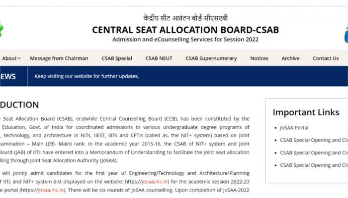 CSAB 2022: Registration for special round to begin from October 24 at ...