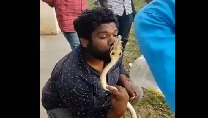 Man gets bitten by snake after he tries to kiss venomous reptile ...