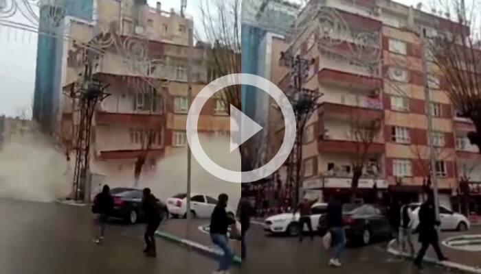 Turkey Earthquake Chilling Video Shows Building Collapsing After