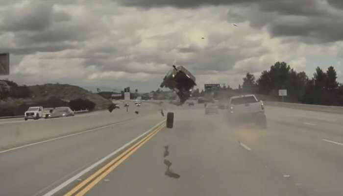 Watch: Fast-Moving Car Tossed In Air After Getting Hit By A Loose Wheel ...