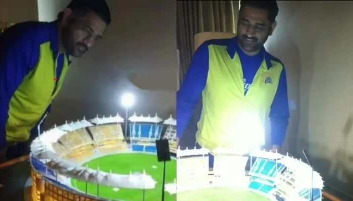 Watch: MS Dhoni Delighted By Heartwarming Gift, Miniature Chepauk ...