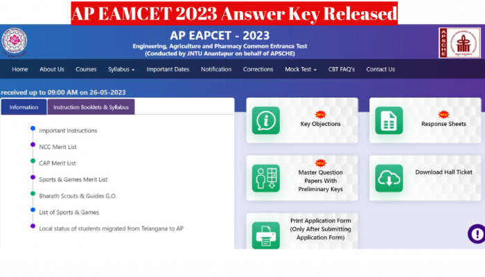 AP EAMCET 2023 Answer Key Released: Raise Objections, Response Sheet ...