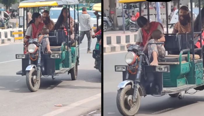 Viral Video: Woman Drives E-Rickshaw While Carrying Her Baby On Her Lap ...