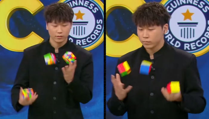 Chinese Man Creates History As He Solves Three Rubiks Cubes While ...