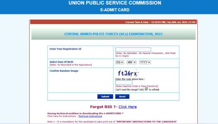 UPSC CARF Admit Card 2025 Released At upsc.gov.in- Check Direct Link To ...