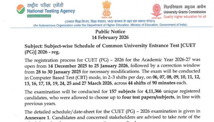 CUET PG 2026: Exam dates announced, check complete subject-wise time ...